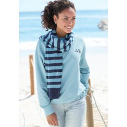 Sweatshirt ELBSAND "Carisa", Damen, Gr. L (40), aquamarine, Sweatware, Obermaterial: 95% Baumwolle, 5% Elasthan, unifarben, figurumspielend h&uuml;ftlang, Rundhals, Sweatshirts Sweatshirt, mit verstellbarem Gummizug am Saum