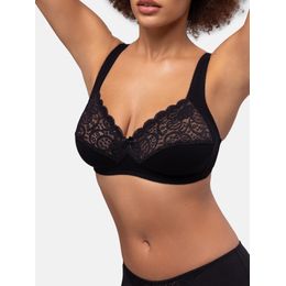 B&uuml;gelloser BH Dorina "Georgina", Damen, Gr. 100, Cup D, schwarz, Jersey, Obermaterial: 75% Baumwolle, 19% Polyamid, 6% Elasthan, unifarben, BHs, mit Spitze, st&uuml;tzendes Unterbrustband, Full-Cup