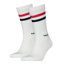 Levi's Socken LEVI'S "LEVIS REGULAR CUT SPORT STRIPE 2P", Herren, Gr. 39-42, bunt (wei&szlig;, blau, rot), Baumwollmischung, normal, Socken Socken, mit auff&auml;lligen Streifen