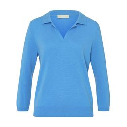 Peter Hahn - Polo-Pullover mit 3/4-Arm, blau, Gr. 36 / S - Schurwolle