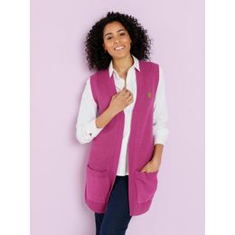 Strickweste Classic Basics, Damen, Gr. 46, lila (erika), 50% Baumwolle, 50% Polyacryl, unifarben, Westen Strickweste