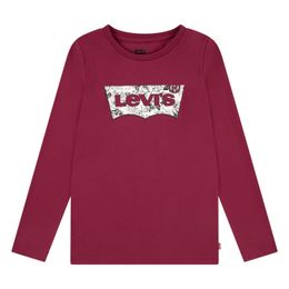 Langarmshirt LEVI'S KIDS "LVG ROSE BATWING FILLS LS TEE", Mädchen, Gr. 12 (152), rot (rot plum), Single Jersey, Obermaterial: 100% Baumwolle, bedruckt, normal, Rundhals, Shirts, mit floralem Batwing-Logo