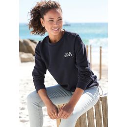 Sweatshirt ELBSAND "Carisa", Damen, Gr. L (40), marine, Sweatware, Obermaterial: 95% Baumwolle, 5% Elasthan, unifarben, figurumspielend h&uuml;ftlang, Rundhals, Sweatshirts Sweatshirt, mit verstellbarem Gummizug am Saum