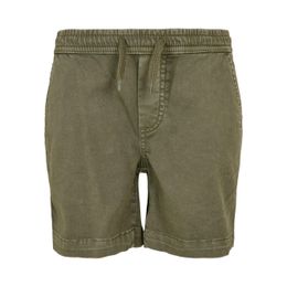 Stoffhose Urban Classics "Urban Classics Herren Boys Strech Twill Joggshorts", Mädchen, Gr. 122/128, Normalgrößen, olive, 98% Baumwolle, 2% Elasthan, unifarben, normal, Hosen