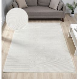 Teppich OTTO HOME "Bentori, Hoch-Tief-Struktur, Scandi" Gr. 3, creme, B:120cm H:11mm L:180cm, Kunstfaser, Teppiche, Teppich, Modernes Design mit Boho-Charme, Wohnzimmer, Schlafzimmer
