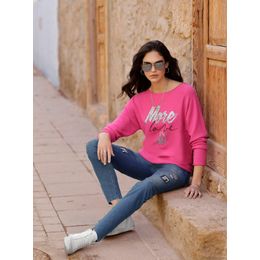Strickpullover Heine "Pullover", Damen, Gr. 34, pink, 50% Viskose, 28% Polyester, 22% Polyamid, bedruckt, gemustert, mehrfarbig, Pullover Strickpullover