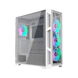 PONOS ULTRA WHITE TG4, Tower-Geh&auml;use wei&szlig;, Front und Seitenteil aus Tempered Glass