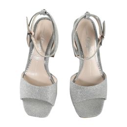 High-Heel-Pumps Buffalo "Buffalo Buffalo Charlotte Neat - Vegan Glitter", Damen, Gr. 39, silber, Kunstfaser, unifarben, Schuhe