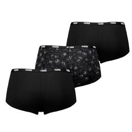 Puma Damen Panty "Puma WOMEN PRINTED MINI SHORT 3P PACK", Gr. Lschwarz combo, Single Jersey, Obermaterial: 95% Baumwolle, 5% Elasthan, Unterhosen, 2x