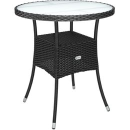 Casaria Polyrattan-Tisch Schwarz rund Ø60cm