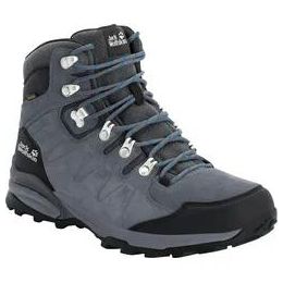 Wanderschuh Jack Wolfskin "REFUGIO TEXAPORE MID M", Herren, Gr. 41, grau (grau, schwarz), Leder, Textil, Schuhe Wanderschuh, wasserdicht, Trekkingschuh