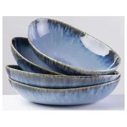 Suppenschale GIPFELST&Uuml;CK "Wilde Schlucht", blau, &Oslash;:26,5cm, Steinzeug, Sch&uuml;sseln, Dessertschale Suppensch&uuml;ssel Porzellanschale, Scandi-Style, gl&auml;nzende Reaktivglasur, jedes St&uuml;ck ein Unikat