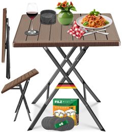 Kesser® Balkontisch klappbar Wetterfest & UV-beständig Balkonmöbel Beschichteter Stahl Outdoor Gartentisch Gartenmöbel mit 6 Filz-Untersetzer Bistrotisch bis zu 100 kg belastbar