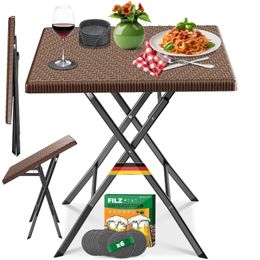 Kesser® Balkontisch klappbar Wetterfest & UV-beständig Balkonmöbel Beschichteter Stahl Outdoor Gartentisch Gartenmöbel mit 6 Filz-Untersetzer Bistrotisch bis zu 100 kg belastbar