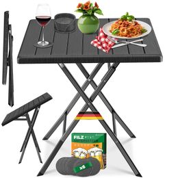 Kesser® Balkontisch klappbar Wetterfest & UV-beständig Balkonmöbel Beschichteter Stahl Outdoor Gartentisch Gartenmöbel mit 6 Filz-Untersetzer Bistrotisch bis zu 100 kg belastbar