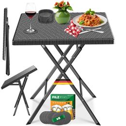 Kesser® Balkontisch klappbar Wetterfest & UV-beständig Balkonmöbel Beschichteter Stahl Outdoor Gartentisch Gartenmöbel mit 6 Filz-Untersetzer Bistrotisch bis zu 100 kg belastbar