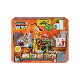 Mattel HPD63 - Matchbox - Action Drivers - Baustellen-Set mit Licht & Sound mit Mega-Kran, Bagger und mehr