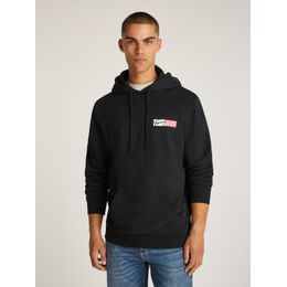 Hoodie Tommy Jeans PLUS "TJM REG ENTRY GRAPHIC HOODIE EXT", Herren, Gr. 6XL, schwarz, Sweatware, Obermaterial: 100% Baumwolle, bedruckt, unifarben, slim fit, elastischer Bund, Sweatshirts, in Großen Größen, Logodruck, Kängurutasche