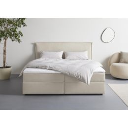 Boxbett s.Oliver "Alissia", beige, B:198cm L:206cm, Komplettbetten, Boxbett mit Bettkasten, inkl. Topper