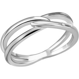 Fingerring Firetti "Schmuck Geschenk Silber 925 Silberring Ring verschlungen" Gr. 56, silber (silberfarben, kristallweiß), Fingerringe, Damen, 56, Silber 925 (Sterlingsilber), 1,8mm, mit Zirkonia (synth.)