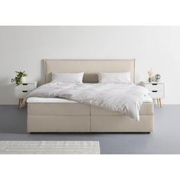 Boxbett s.Oliver "Alissia", beige, B:218cm L:206cm, Komplettbetten, Boxbett mit Bettkasten, inkl. Topper