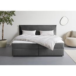 Boxbett s.Oliver "Alissia", anthrazit, B:218cm L:206cm, Komplettbetten, Boxbett mit Bettkasten, inkl. Topper