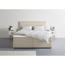 Boxbett s.Oliver "Alissia", beige, B:178cm L:206cm, Komplettbetten, Boxbett mit Bettkasten, inkl. Topper
