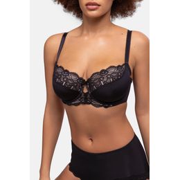 B&uuml;gel-BH Dorina "Celine", Damen, Gr. 75, Cup G, schwarz, Obermaterial: 58% Polyamid, 26% Polyester, 16% Elasthan, unifarben, BHs B&uuml;gel-BH, mit Spitzendetails, verstellbare Tr&auml;ger