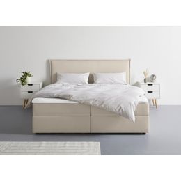 Boxbett s.Oliver "Alissia", beige, B:198cm L:206cm, Komplettbetten, Boxbett mit Bettkasten, inkl. Topper