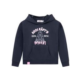 Hoodie Zwillingsherz ""Ahoi K&auml;pt&acute;n"", Jungen, Gr. 146/152, marine, Obermaterial: 80% Polyester, 20% Baumwolle, Sweatshirts Hoodie, Mini-Me,mit s&uuml;&szlig;em Seehund mit Kapit&auml;nsm&uuml;tze und Schriftzug