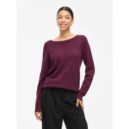 Rundhalspullover Vila "VIRIL O-NECK L/S KNIT TOP - NOOS", Damen, Gr. S, fig detail:schwarz melange, Feinstrick, Obermaterial: 50% Viskose, 27% Nylon, 23% Polyester, meliert, regular fit normal, Rundhals, Rippb&uuml;ndchen, Pullover Rundhalspullover