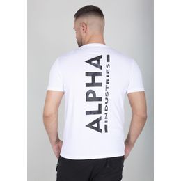 Rundhalsshirt Alpha Industries "Back Tee Camo Print", Herren, Gr. M, weiß (weiß, schwarz), Single Jersey, Obermaterial: 100% Baumwolle, bedruckt, normal normal, Rundhals, gerader Abschluss, Shirts