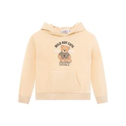Hoodie Zwillingsherz ""Wild But Cute"", Jungen, Gr. 122/128, beige, Sweatware, Obermaterial: 80% Polyester, 20% Baumwolle, Sweatshirts, Mini-Me,mit niedlichem Teddybär und selbstbewusstem Slogan