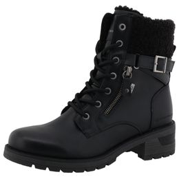 Winterstiefelette Tom Tailor, Damen, Gr. 42, schwarz, Lederimitat, Textil, Basic, Schuhe, Stiefelette, Winterboots mit Blockabsatz