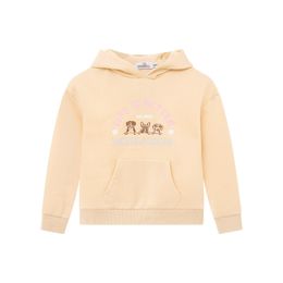 Hoodie Zwillingsherz "Dog Life", Jungen, Gr. 146/152, beige, Sweatware, Obermaterial: 80% Polyester, 20% Baumwolle, Sweatshirts Hoodie, Mini-Me,mit gestickten Hunden und Slogan