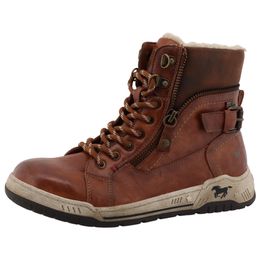 Winterboots Mustang Shoes "Ihana", Damen, Gr. 42, braun (cognac), Lederimitat, Textil, Schuhe, High Top Sneaker, Winterboots mit Warmfutter und TEX