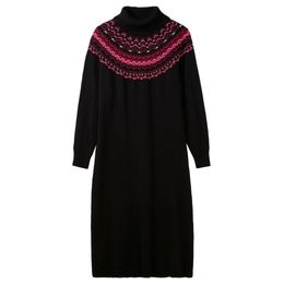 sheego Strickkleid Damen Gr&ouml;&szlig;e S/M himbeer / altrosa / schwarz / wei&szlig;