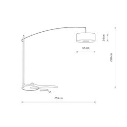 Bogenlampe Poise B, grau, Stahl, Textil, Ausladung 255 cm
