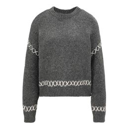 Only Petite Pullover 'ONLAMANDA' Damen Gr&ouml;&szlig;e S dunkelgrau / wei&szlig;