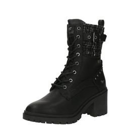 Mustang Schn&uuml;rstiefelette Damen Gr&ouml;&szlig;e 40 schwarz / silber Winterschuhe