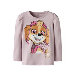name it Shirt 'NMFNAJA PAW' M&auml;dchen Gr&ouml;&szlig;e 116 flieder / orange / pink