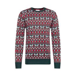 LINDBERGH Pullover 'Christmas' Herren Gr&ouml;&szlig;e S dunkelgr&uuml;n / rot / wei&szlig; Weihnachtspullover