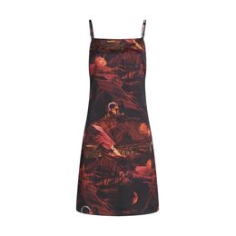 KARL LAGERFELD JEANS Kleid Damen Gr&ouml;&szlig;e 42 braun / orange / schwarz Sommerkleid