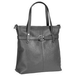 CLUTY Damen Shopper echt Leder, Made in Italy schwarz