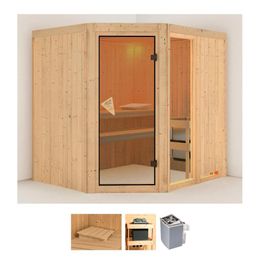 Karibu Sauna &raquo;Frigga 2&laquo; Set, Ofen 9 kW integr. Strg beige