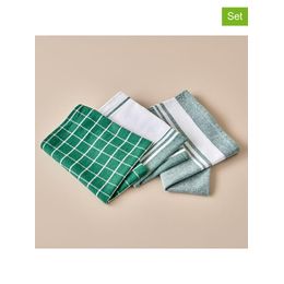 Bella Maison 3er-Set: Geschirrtücher "Juno" in Grün/ Weiß - (L)65 x (B)45 cm - 57% | Tischwaesche