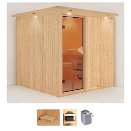 Karibu Sauna »Rodin« Set, Ofen 9 kW integr. Strg naturbelassen