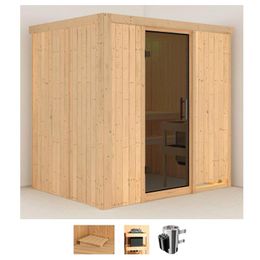 Karibu Sauna &raquo;Finja&laquo; Set, Ofen 3,6 kW intgr. Strg beige
