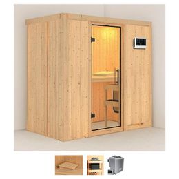 Karibu Sauna »Vada« Set, Ofen 9 kW Bio externe Strg easy naturbelassen
