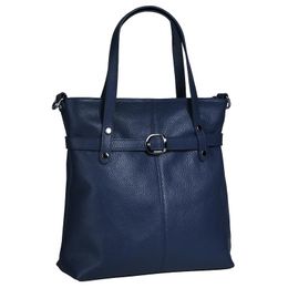 CLUTY Damen Shopper echt Leder, Made in Italy blau